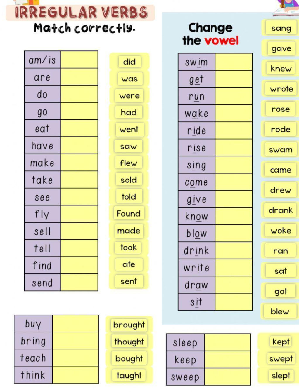 Match the irregular verbs correctly. | Left | StudyX