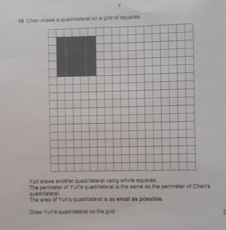 18 Chen draws a quadrilateral on a grid of | StudyX