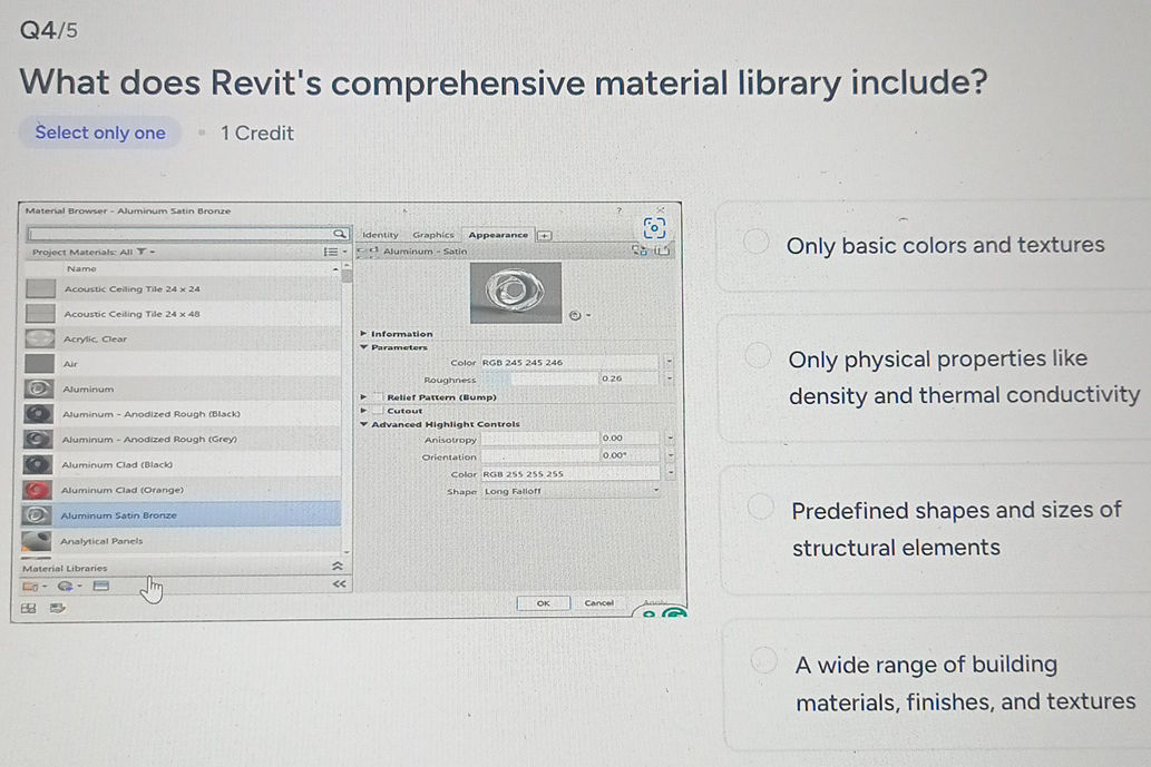 What does Revit's comprehensive material | StudyX