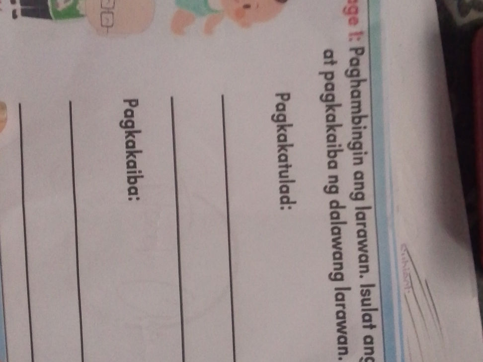 age 1: Paghambingin ang larawan. Isulat ang | StudyX