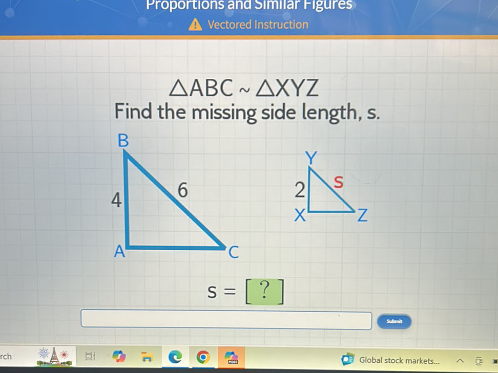 $ ABC XYZ$ Find the missing side | StudyX