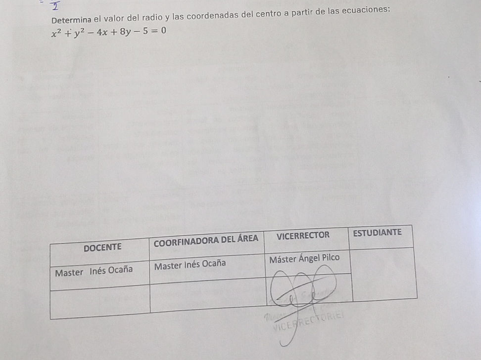 Determina el valor del radio y las | StudyX