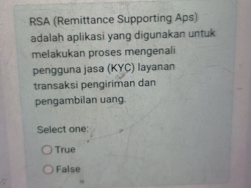 RSA (Remittance Supporting Aps) adalah | StudyX