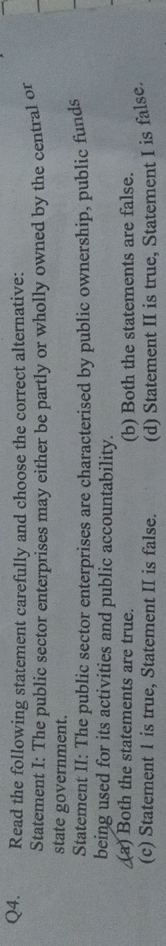 Q4. Read the following statement carefully | StudyX