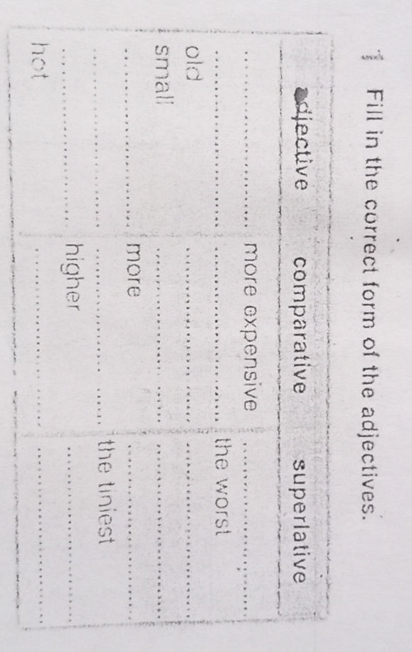 Fill in the correct form of the adjectives. | StudyX