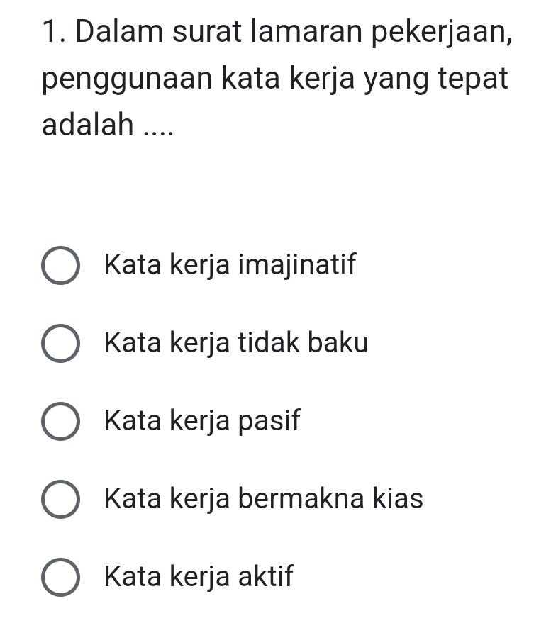 1. Dalam surat lamaran pekerjaan, penggunaan | StudyX