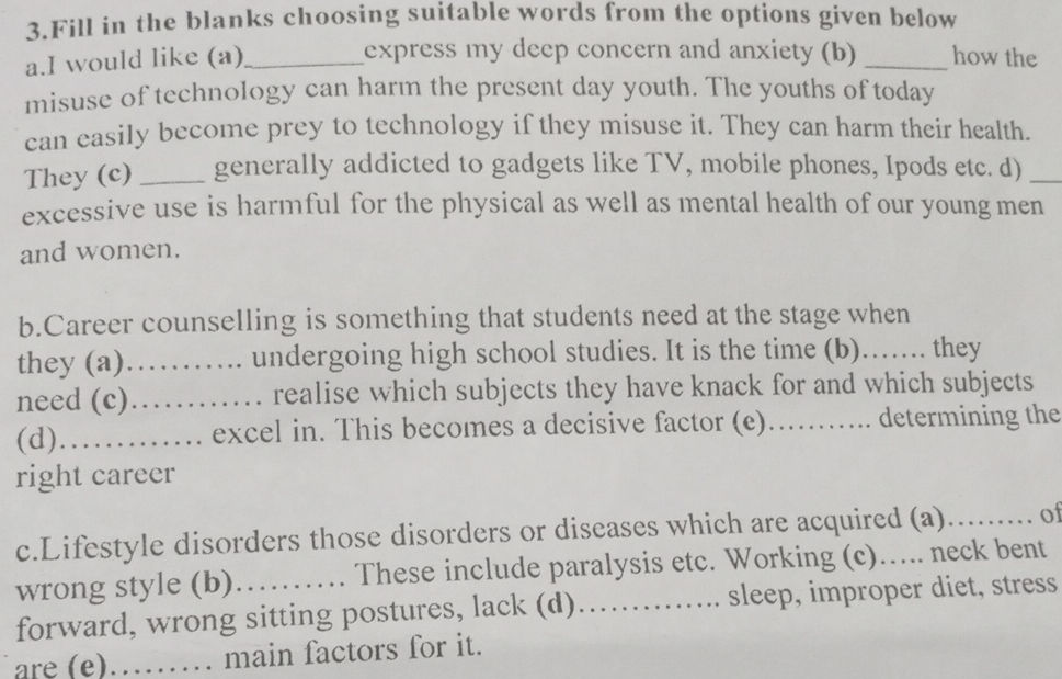 3. Fill in the blanks choosing suitable | StudyX