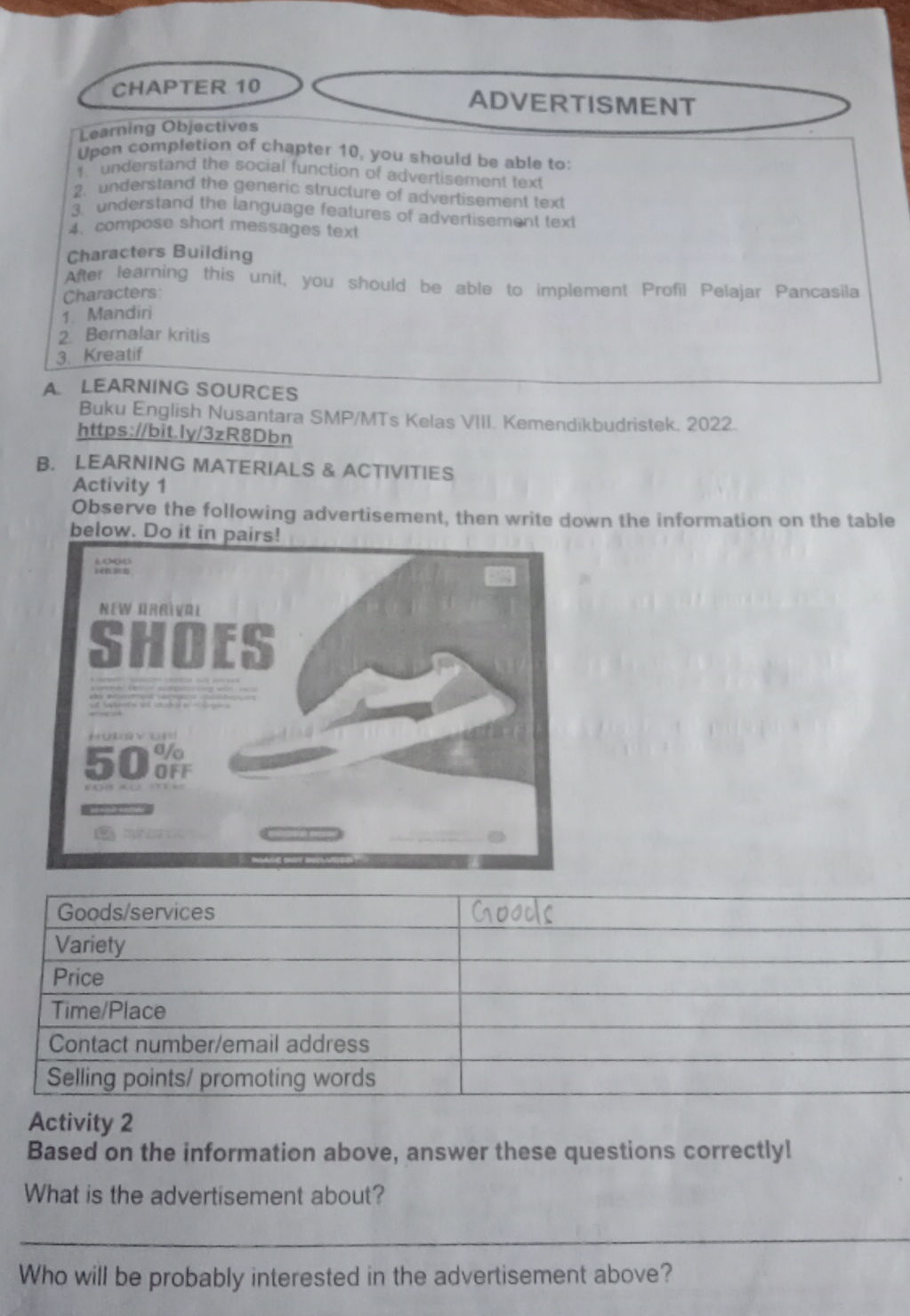 Observe the following advertisement, then | StudyX