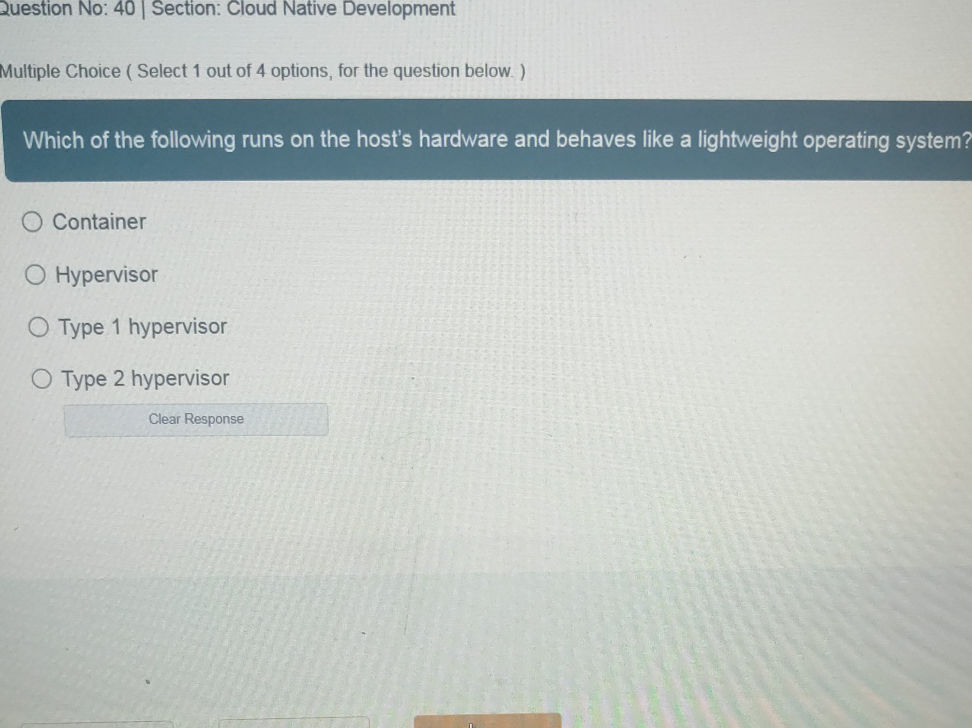 Which of the following runs on the host's | StudyX