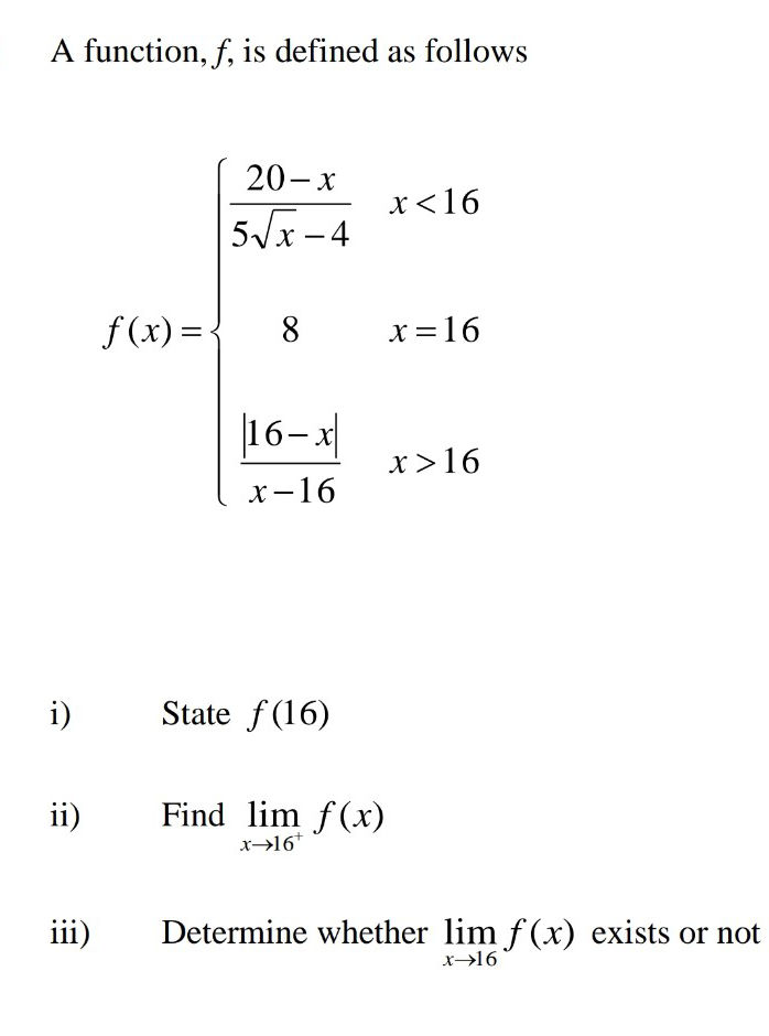 A function, $f$, is defined as follows | StudyX