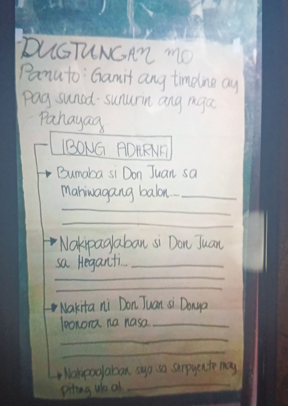 DUGTUNGAN mo Panuto: Gamit ang timeline ay | StudyX