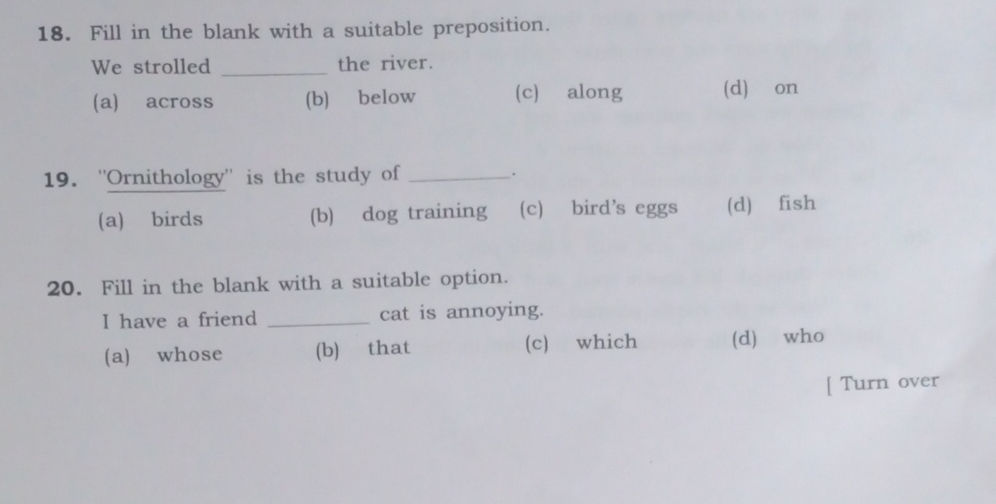 18. Fill in the blank with a suitable | StudyX