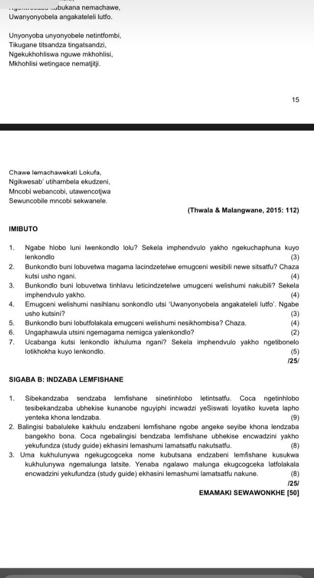 IMIBUTO 1. Ngabe hlobo luni Iwenkondlo | StudyX