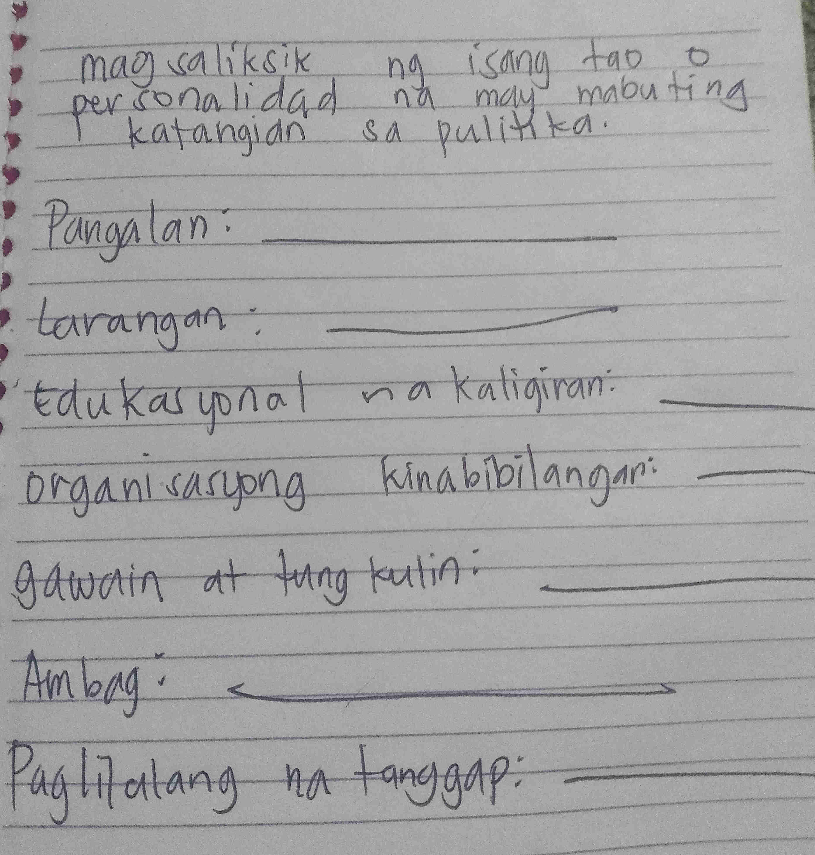 mag saliksik ng isang tao o personalidad na | StudyX