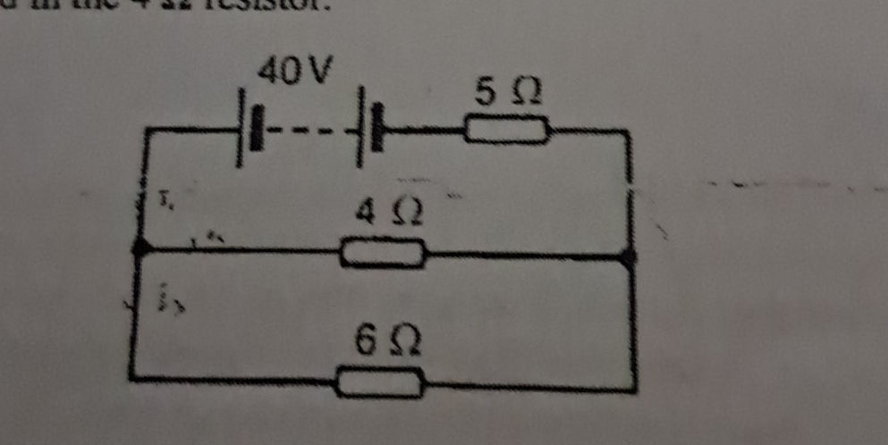 The circuit diagram shows a 40V battery | StudyX
