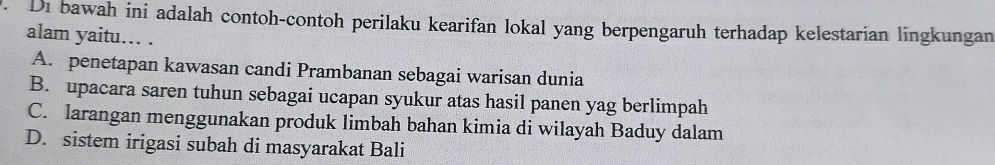 Di bawah ini adalah contoh-contoh perilaku | StudyX