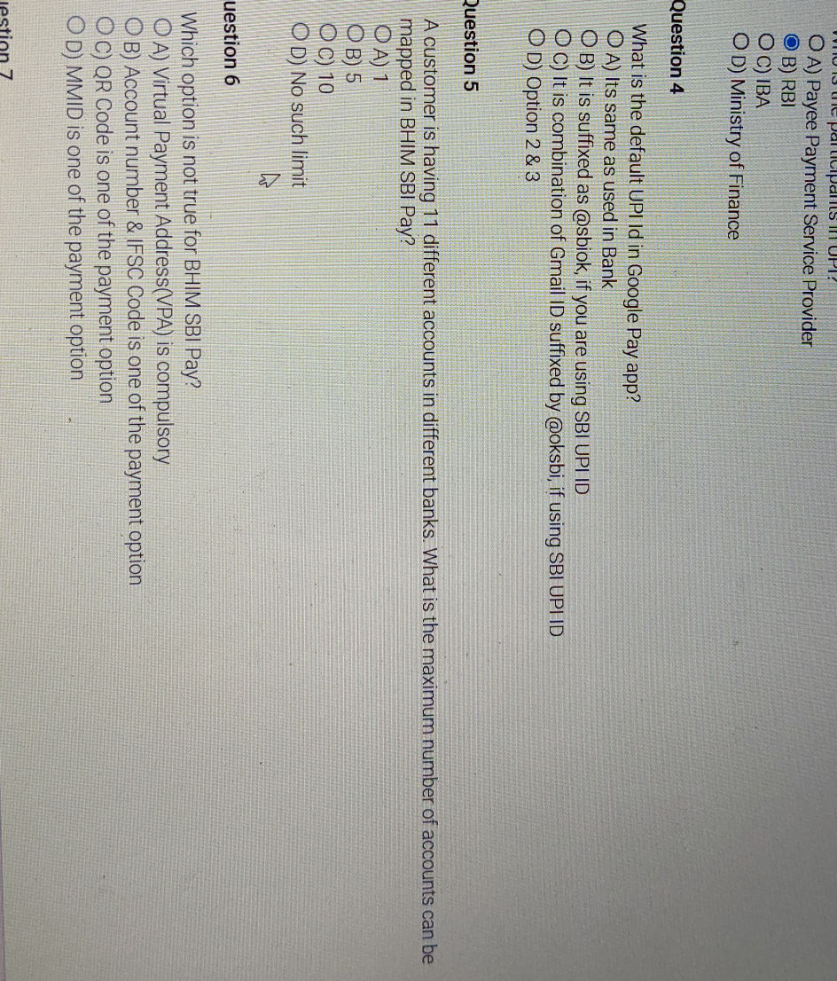 Question 4 What is the default UPI Id in | StudyX