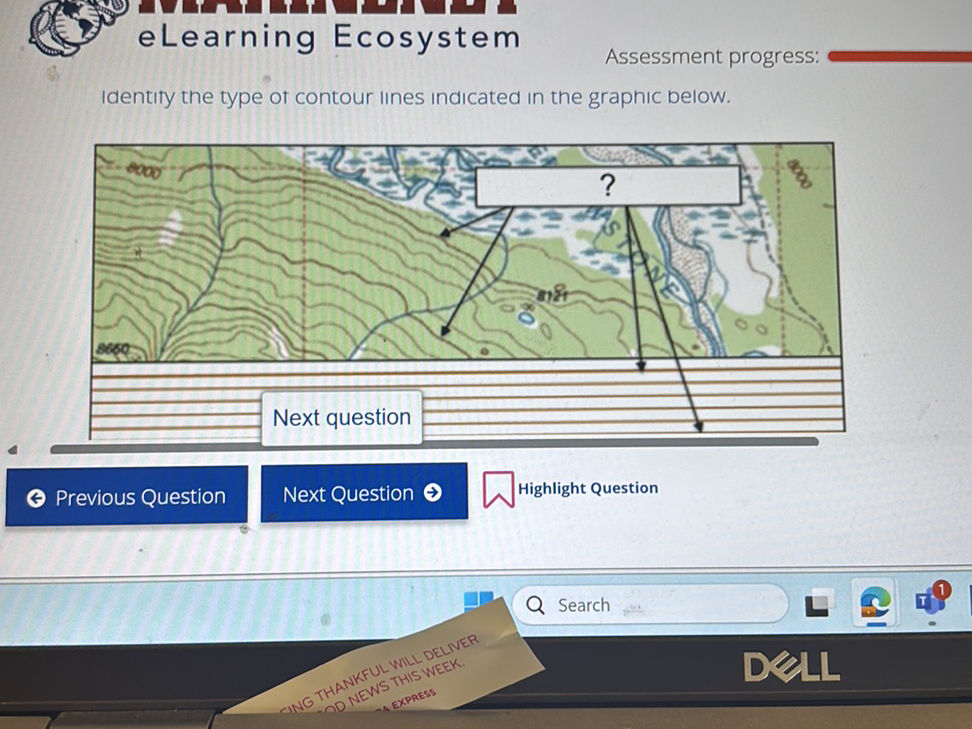 Identify the type of contour lines indicated | StudyX