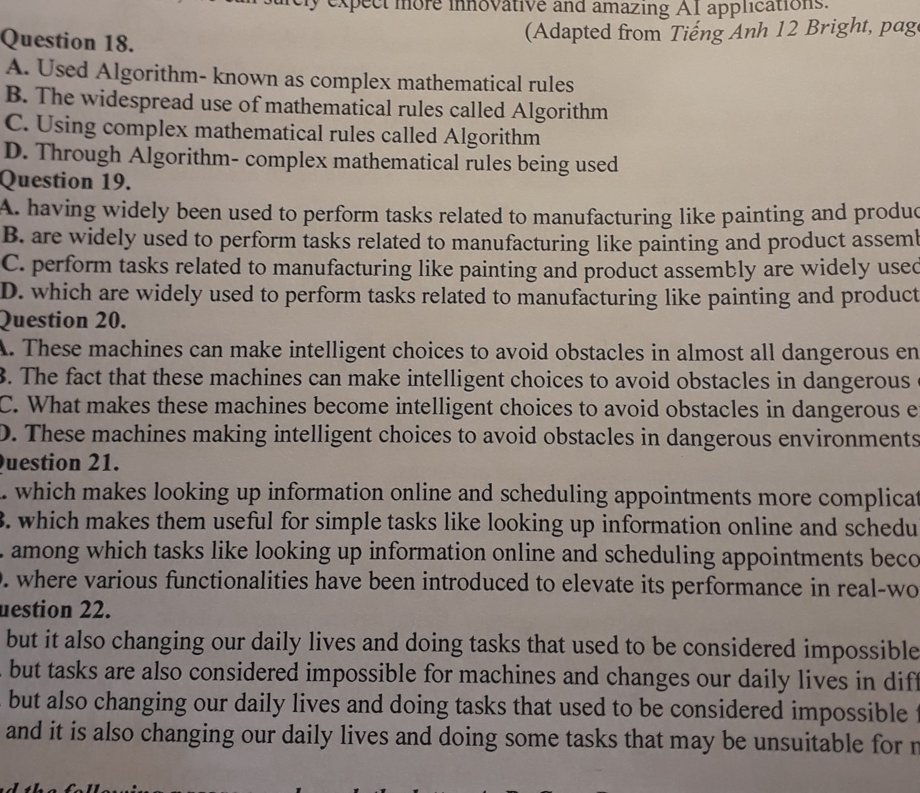 Question 18. A. Used Algorithm- known as | StudyX
