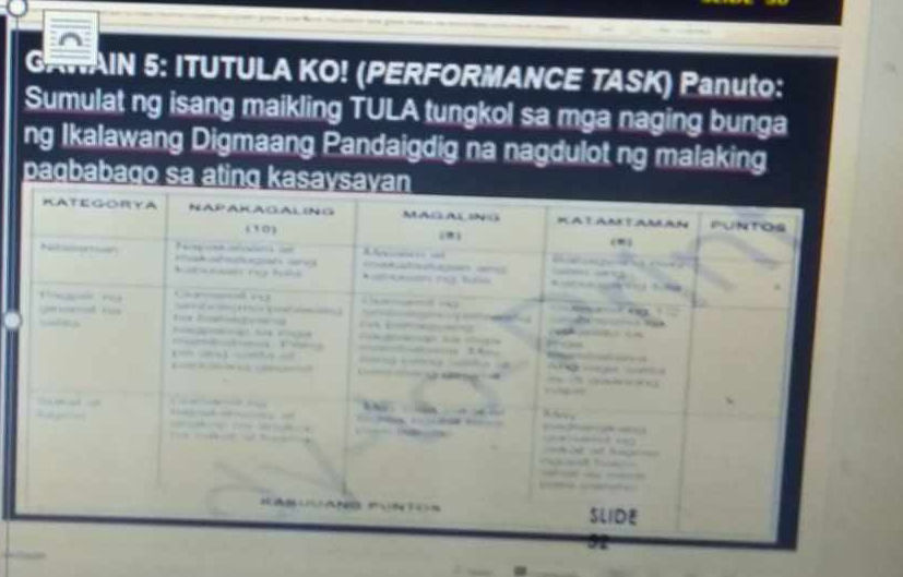 GRAIN 5: ITUTULA KO! (PERFORMANCE TASK) | StudyX