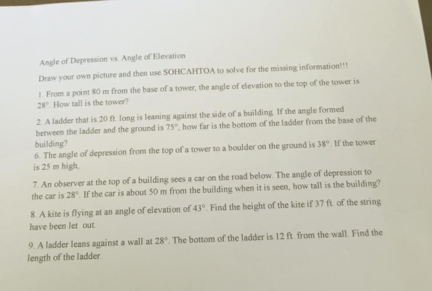 Angle of Depression vs. Angle of Elevation | StudyX