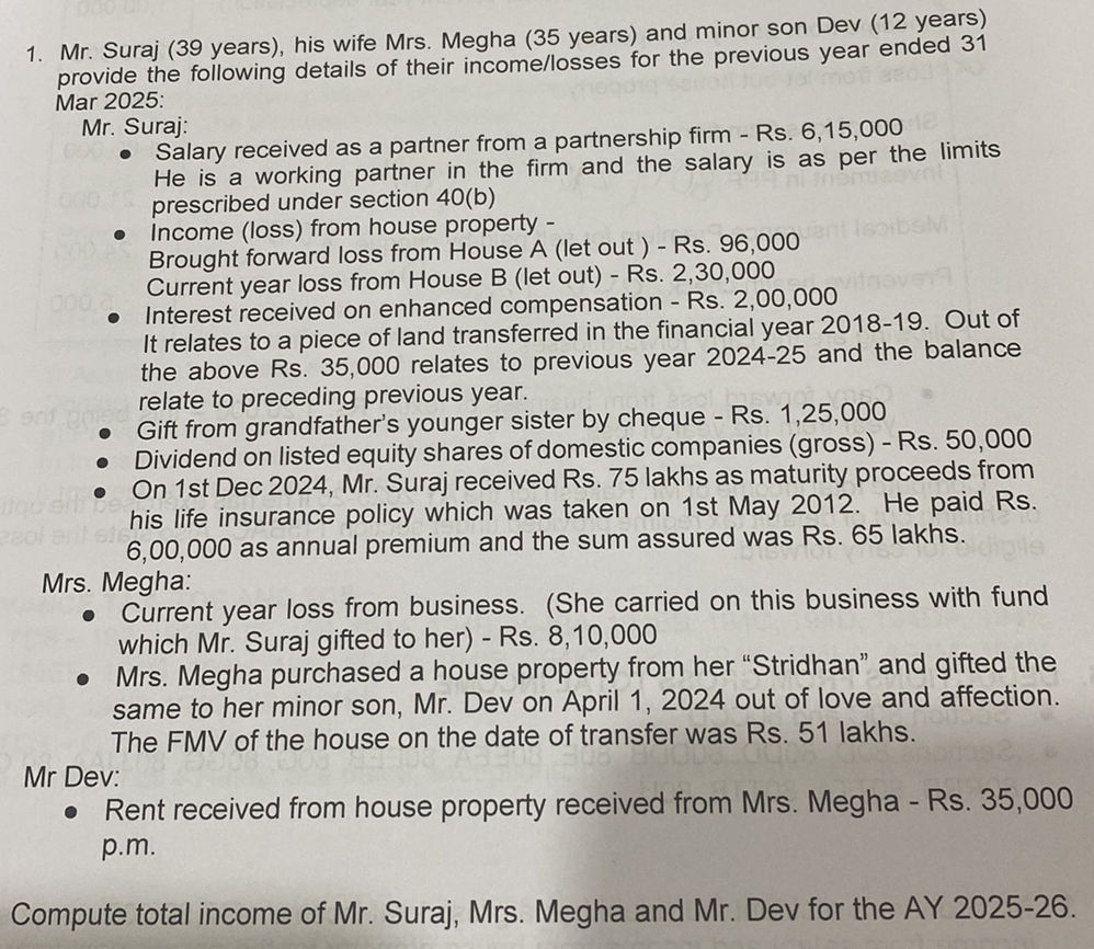 1. Mr. Suraj (39 years), his wife Mrs. Megha | StudyX