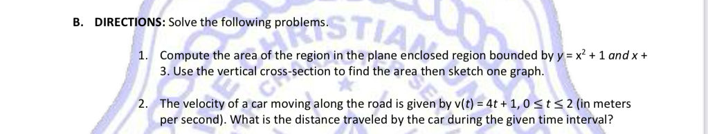 1. Compute the area of the region in the | StudyX
