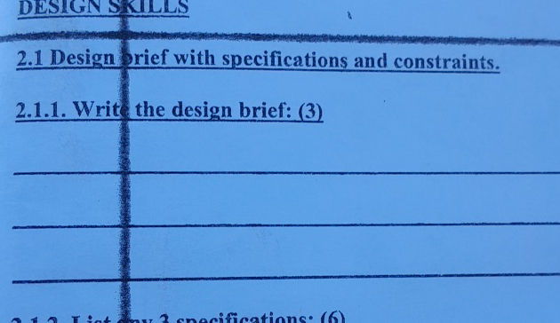2.1 Design brief with specifications and | StudyX