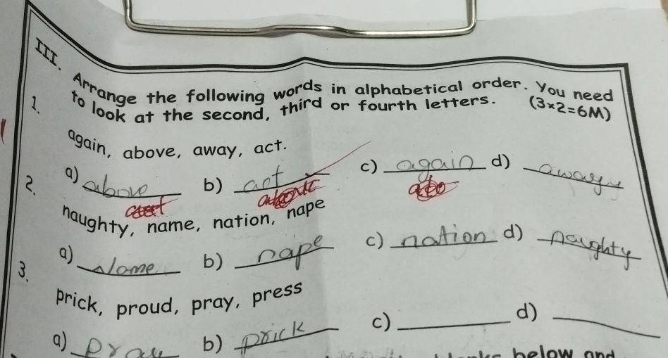 III. Arrange the following words in | StudyX