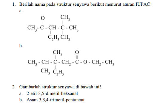 1. Berilah nama pada struktur senyawa | StudyX