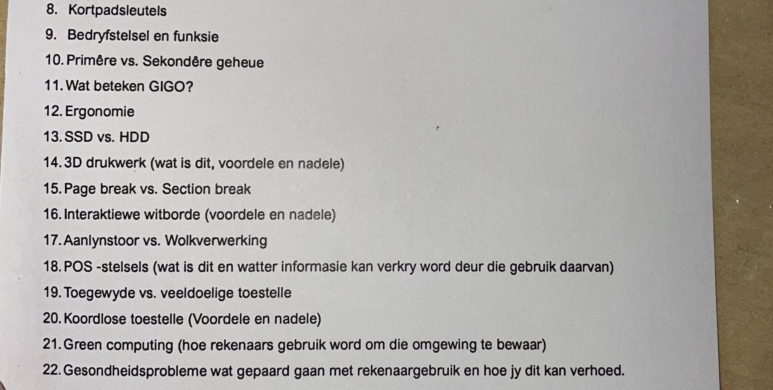 8. Kortpadsleutels 9. Bedryfstelsel en | StudyX