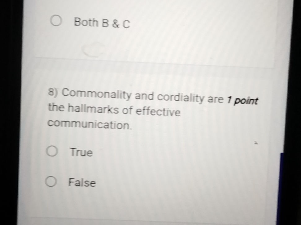 8) Commonality and cordiality are 1 point | StudyX