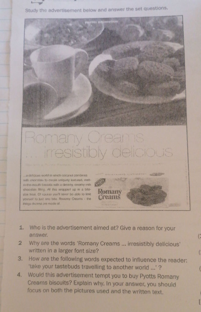 Study the advertisement below and answer the | StudyX