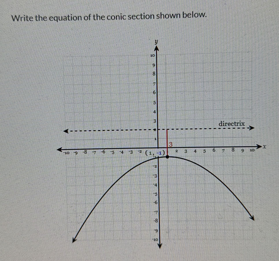 Write the equation of the conic section | StudyX