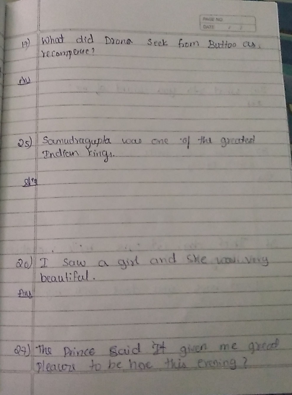 17) What did Drona seek from Buttoo as | StudyX