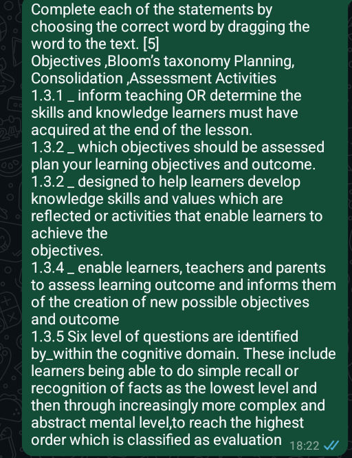 Complete each of the statements by choosing | StudyX