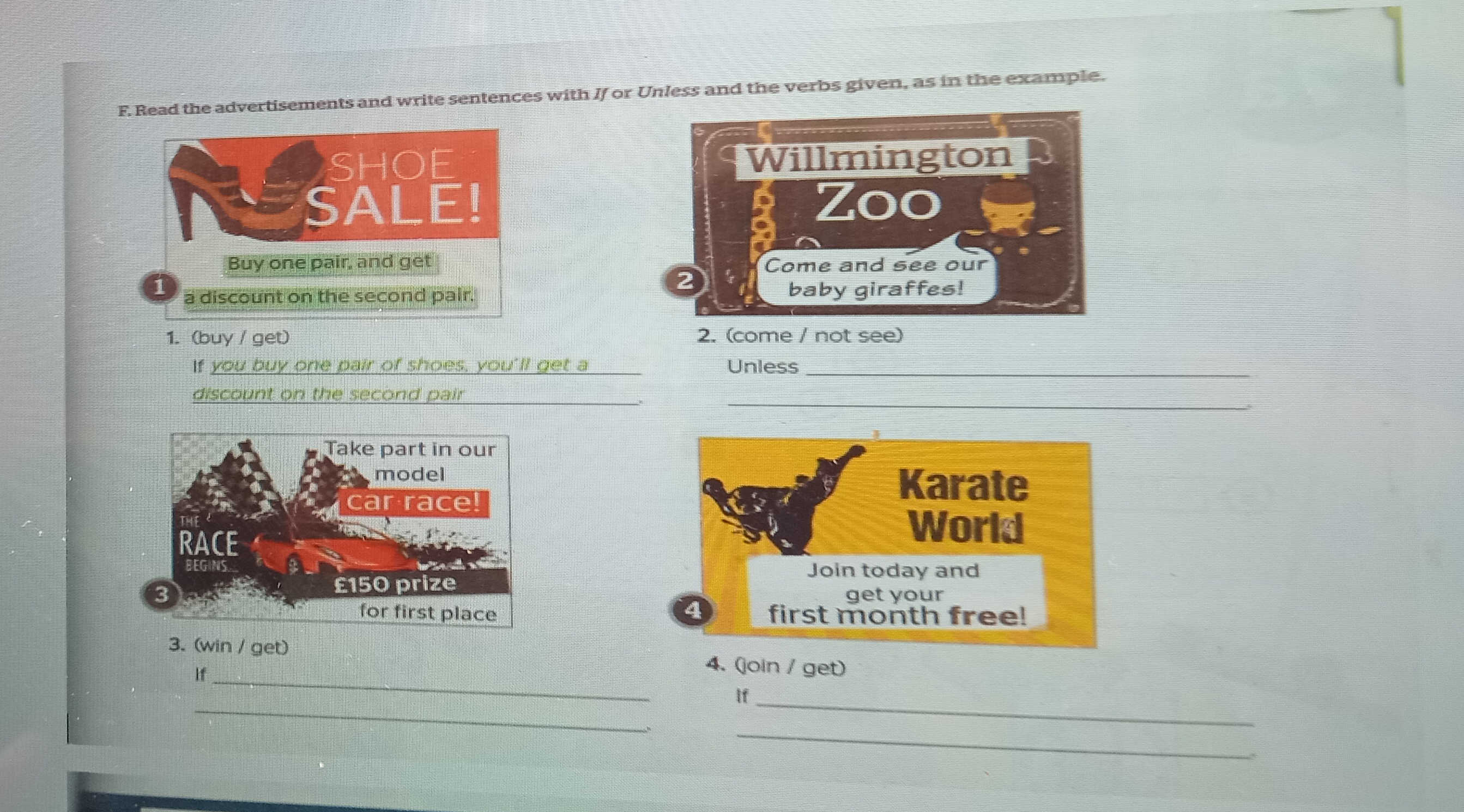 F. Read the advertisements and write | StudyX