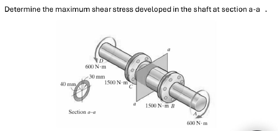 Determine the maximum shear stress developed | StudyX