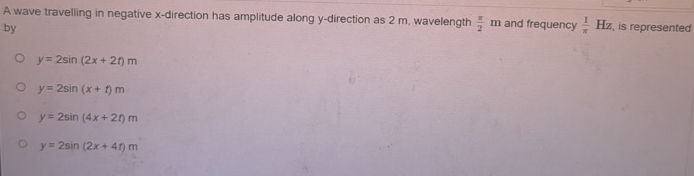 A wave travelling in negative x-direction | StudyX