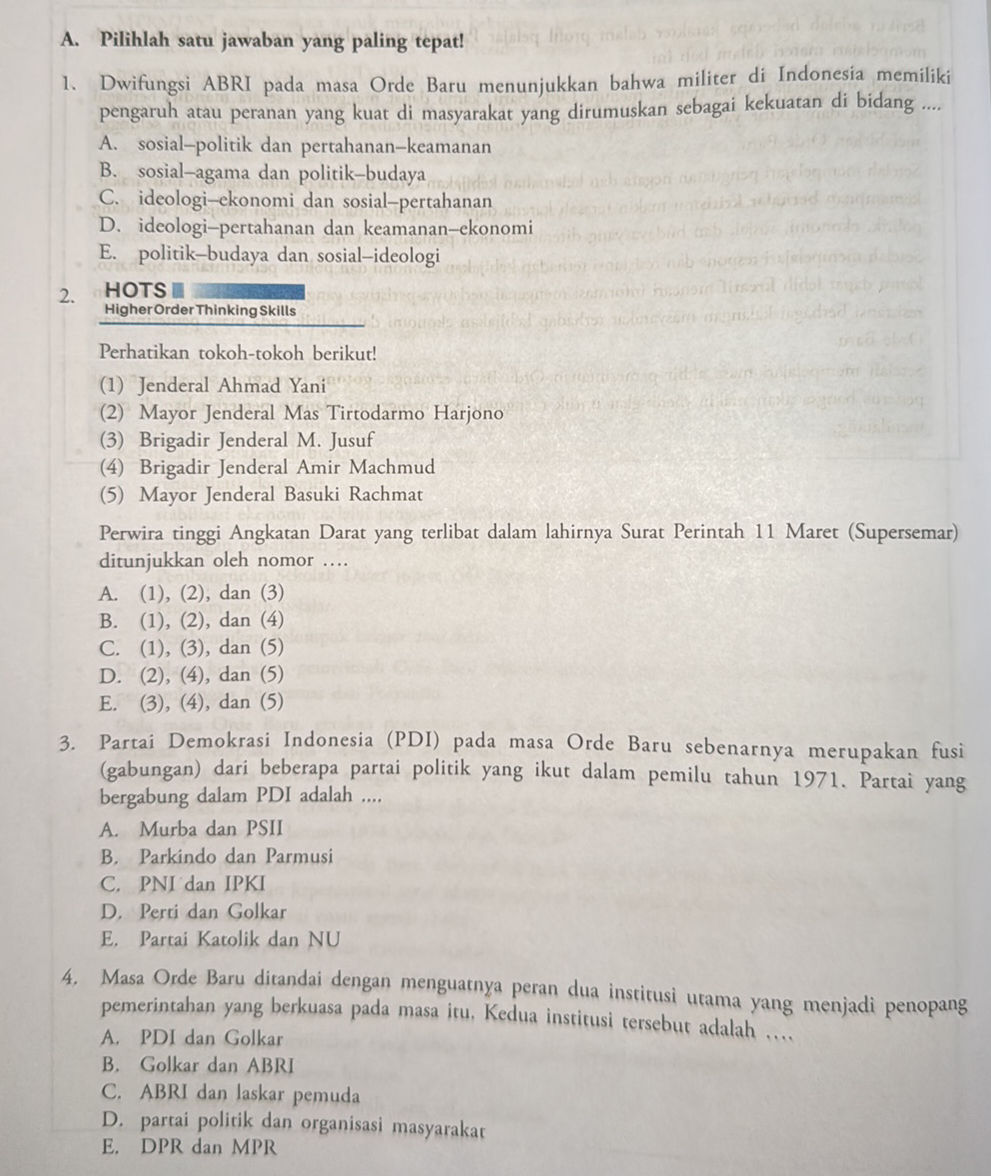 A. Pilihlah satu jawaban yang paling tepat! | StudyX