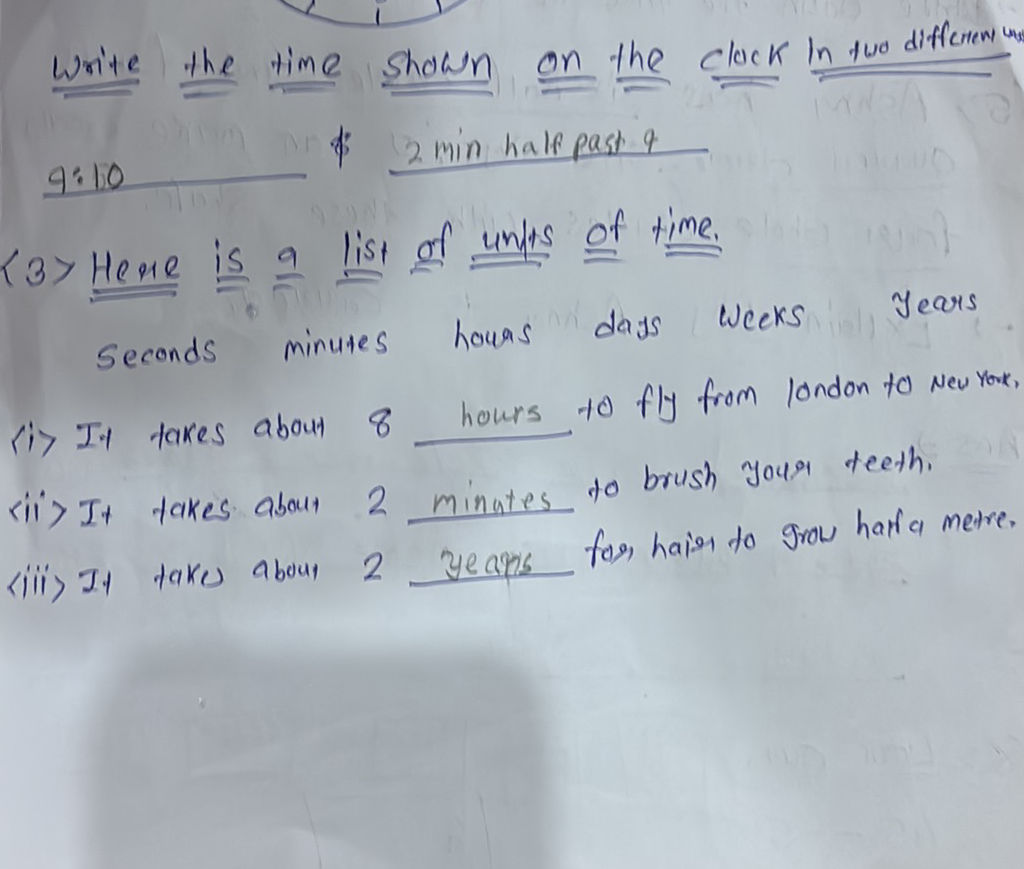 Write the time shown on the clock in two | StudyX
