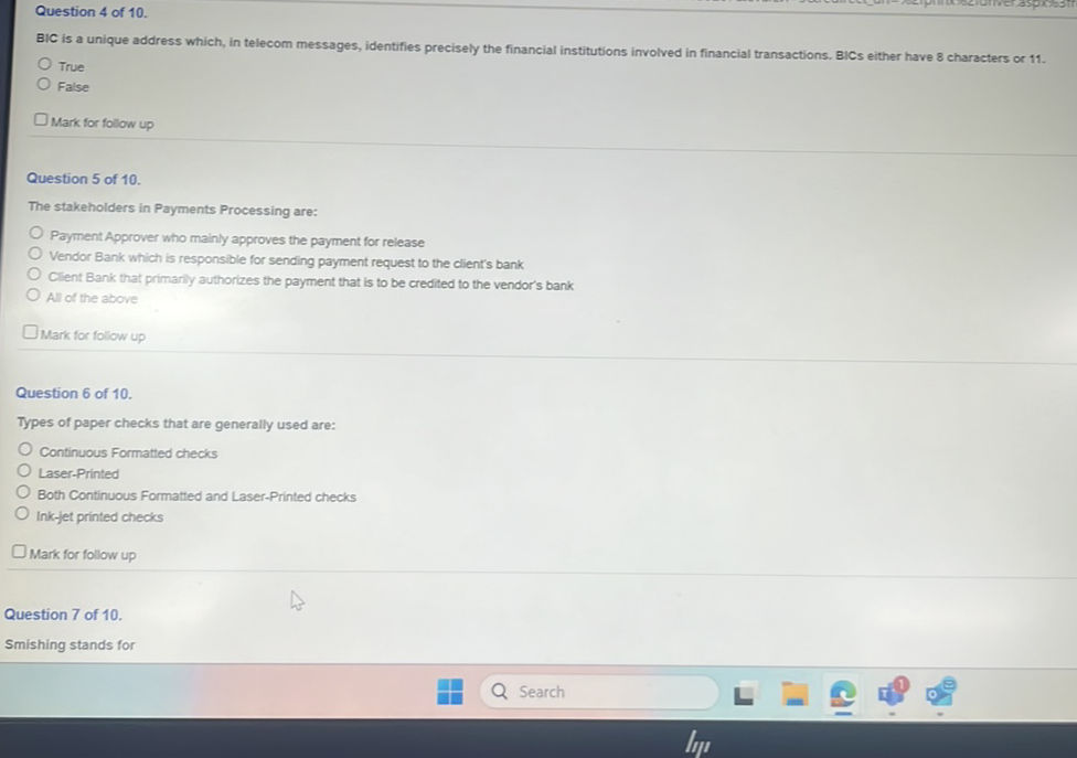 Question 4 of 10. BIC is a unique address | StudyX