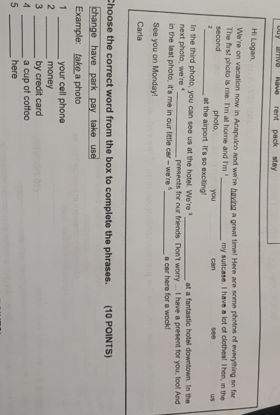 Choose the correct word from the box to | StudyX