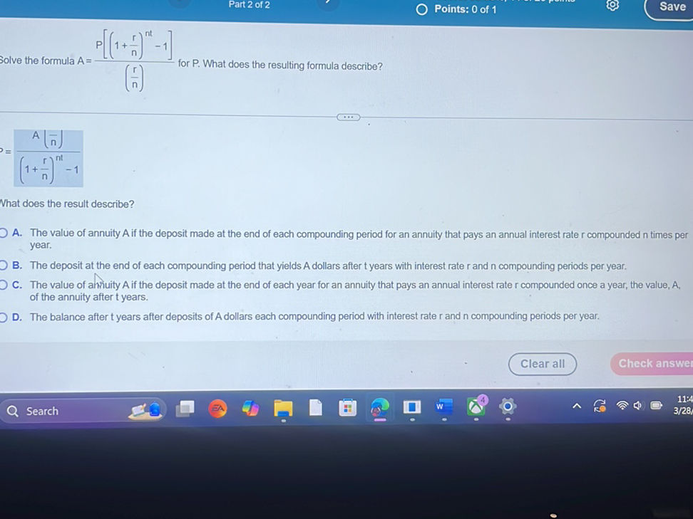 Solve the formula $A = P [ {(1 + | StudyX