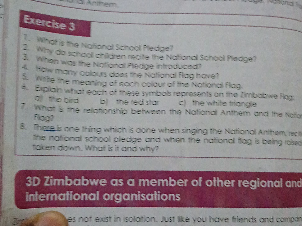 What is the National School Pledge? 2. Why