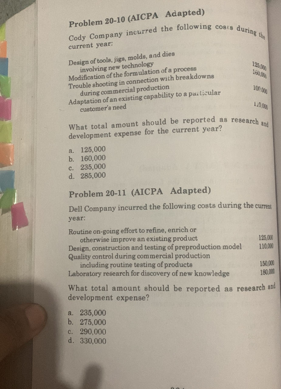 Problem 20-10 (AICPA Adapted) Cody Company | StudyX
