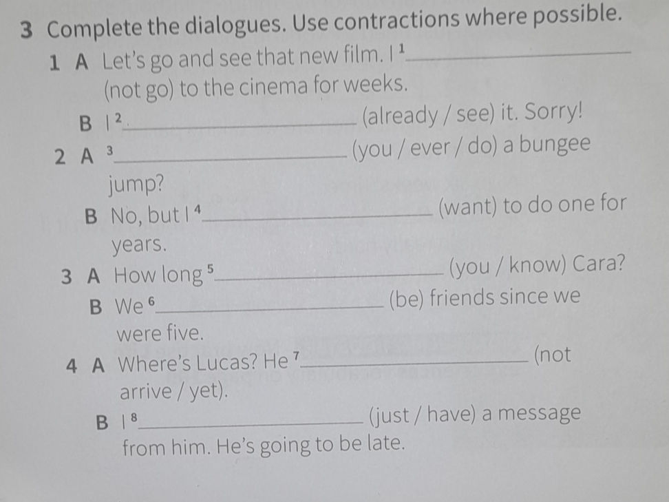 3 Complete the dialogues. Use contractions | StudyX