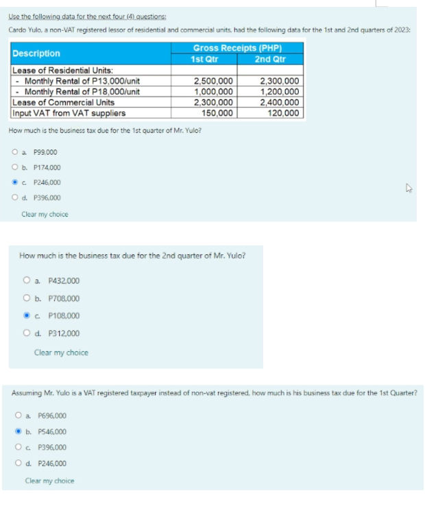 Use the following data for the next four (4) | StudyX