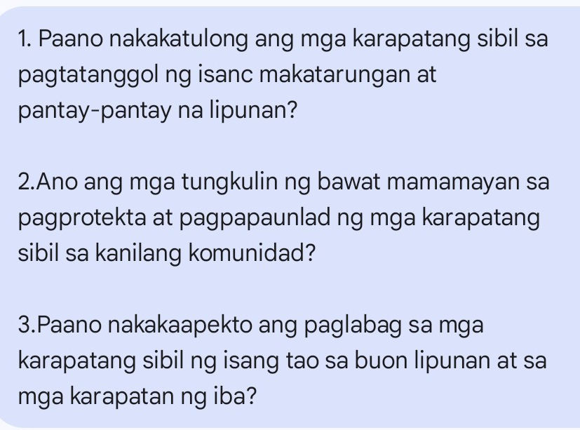 1. Paano nakakatulong ang mga karapatang | StudyX