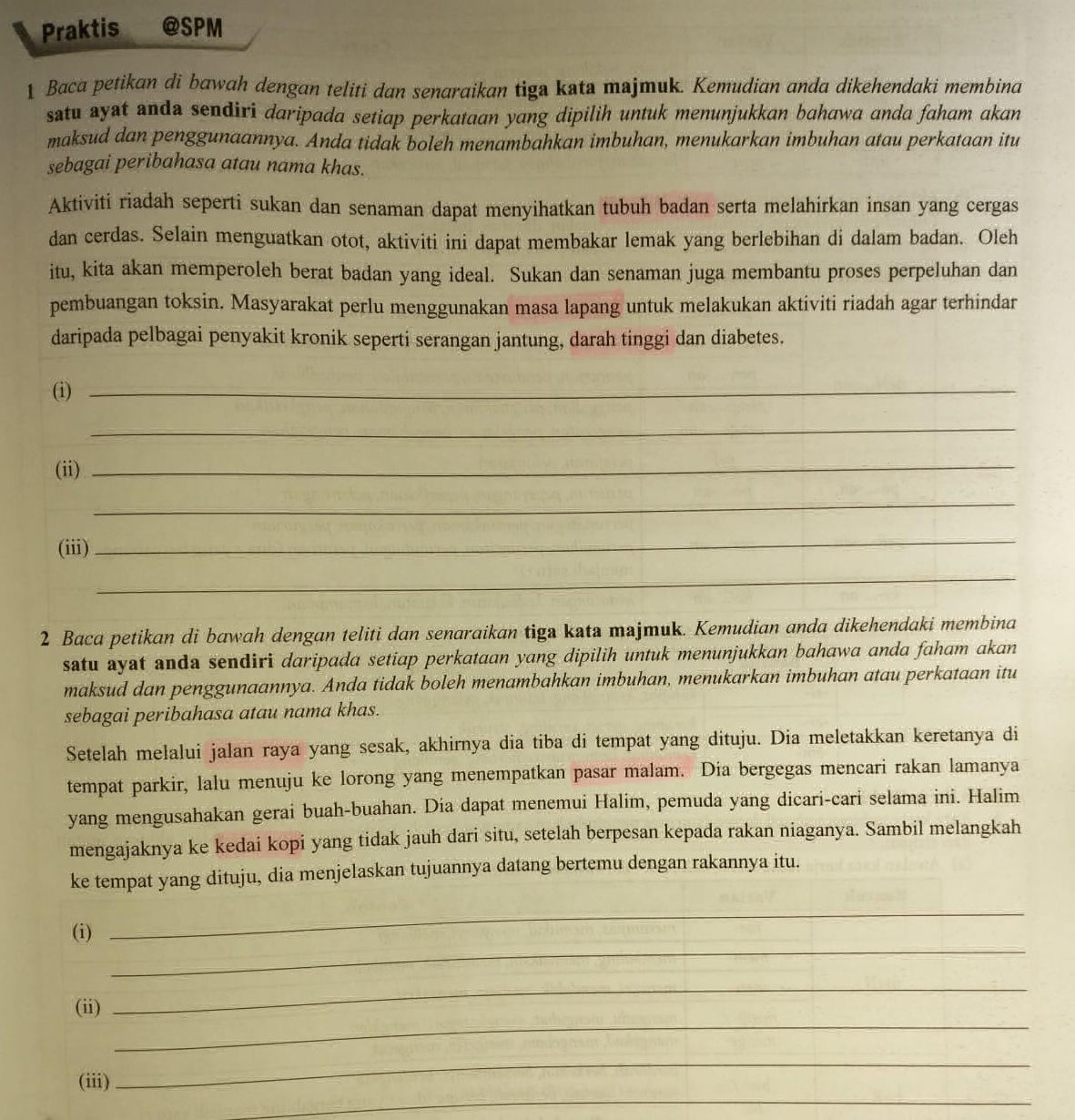 1 Baca petikan di bawah dengan teliti dan | StudyX